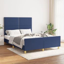 Bettgestell，Schlafzimmerbett mit Kopfteil Blau 140x200 cm Stoff vidaXL