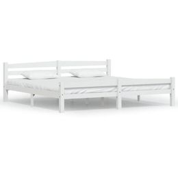 MAISONCHIC Massivholzbett Doppelbett Bett für Schlafzimmer Weiß Kiefer 200x200 cm DE56143