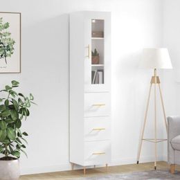 MAISONCHIC Sideboard Wohnzimmer-Anrichte,Highboard Hochglanz-Weiß 34,5x34x180 cm Holzwerkstoff FSW11672