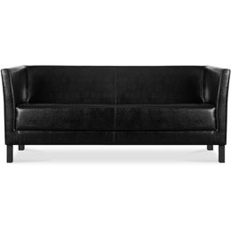 Especto Modernes Sofa 3 Sitzer aus Kunstleder, schwarz - Konsimo