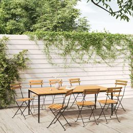 8 Stk. Klappbare Gartenstühle Faltbare Gartenstühle Klappstuhl Stahl und Massivholz Akazie BZRBD520807 MAISONCHIC