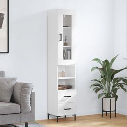 MAISONCHIC Sideboard Wohnzimmer-Anrichte,Highboard Hochglanz-Weiß 34,5x34x180 cm Holzwerkstoff FSW23965