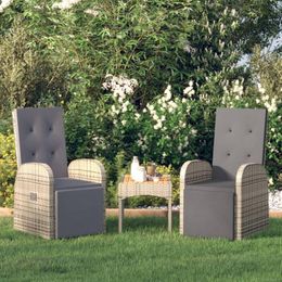 MAISONCHIC 2 Stk.Relaxsessel,Gartenstühle,Gartenmöbel,Garten-Liegestühle mit Kissen Grau Poly Rattan -25160