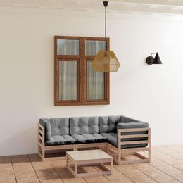 MAISONCHIC - 5-tlg. Garten-Lounge-Set Gartenmöbel-Set Terrassen-Sitzgruppe mit Kissen Kiefer Massivholz ZDEH85019