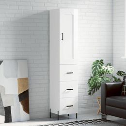Sideboard Highboard für Wohnzimmer - Schrank Kommode Anrichte Hochglanz-Weiß 34,5x34x180 cm Holzwerkstoff -FV83609