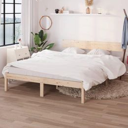 MAISONCHIC Massivholzbett Doppelbett Bett für Schlafzimmer Massivholz Kiefer 150x200 cm uk King DE37952