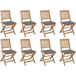 MAISONCHIC 8 Stk.Gartenstühle mit Kissen,Klappbare Relax-Sessel,Gartenmöbel Massivholz Akazie -52616