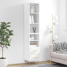 Sideboard Highboard für Wohnzimmer - Schrank Kommode Anrichte Weiß 34,5x34x180 cm Holzwerkstoff -FV75185