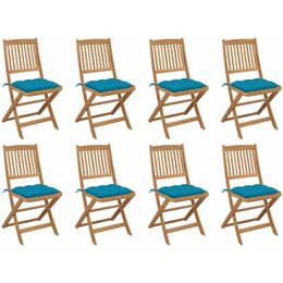 MAISONCHIC 8 Stk.Gartenstühle mit Kissen,Klappbare Relax-Sessel,Gartenmöbel Massivholz Akazie -45275