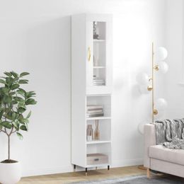 MAISONCHIC Sideboard Wohnzimmer-Anrichte,Highboard Hochglanz-Weiß 34,5x34x180 cm Holzwerkstoff FSW34369