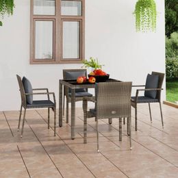 MAISONCHIC - 4er Set Gartenstühle Gartensessel mit Kissen Stühle für Garten Terrasse Balkon Poly Rattan Grau DE75785