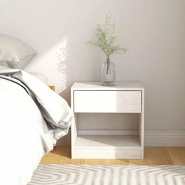 Bonnevie - Nachtschrank Nachttisch,Nachtkommode Weiß 40x31x40 cm Massivholz Kiefer -DE77709 - Weiß