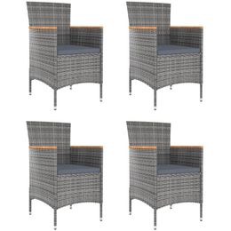 4 Stk. Garten-Essstühle, Gartensessel, Gartengarnitur, Balkonstühle Poly Rattan Grau LLOAQ310002 MAISONCHIC