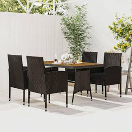 5-tlg. Garten-Essgruppe,Gartenmöbel Set Poly Rattan Schwarz vidaXL