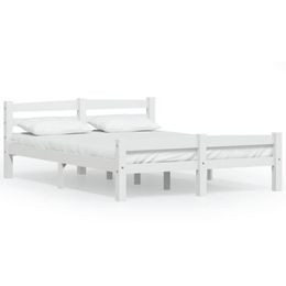 MAISONCHIC Massivholzbett Doppelbett Bett für Schlafzimmer Weiß Kiefer 140x200 cm DE96025