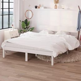 MAISONCHIC Massivholzbett Doppelbett Bett für Schlafzimmer Weiß Kiefer 160x200 cm DE85361