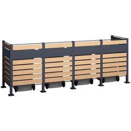 Mülltonnenverkleidung Planum 4er Box grau / holz 80 x 320 x 120 cm (b x t x h) - WESTMANN