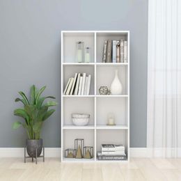 Bücherregal/Bücherschrank/Sideboard für Wohnzimmer, Arbeitszimmer, Büro Hochglanz-Weiß 66×30×130 cm Holzwerkstoff -FV85842 - Weiß