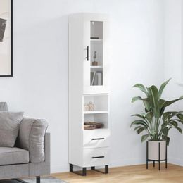 MAISONCHIC Sideboard Wohnzimmer-Anrichte,Highboard Hochglanz-Weiß 34,5x34x180 cm Holzwerkstoff FSW46782