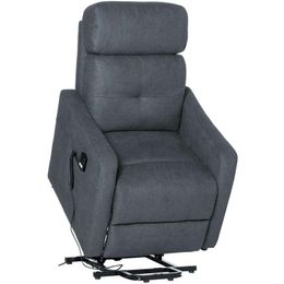 HOMCOM Elektrischer Relaxsessel Fernsehsessel Sessel mit Aufstehhilfe Aufstehsessel mit Liegefunktion mit Fernbedienung Polyesterstoff Stahl Grau 71 x 94