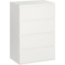 HOMCOM Kommode Sideboard Schubladenkommode, Hochglanz, 4 Schubladen, 55 cm x 33 cm x 80 cm, Weiß - Weiß