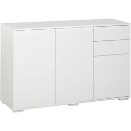 HOMCOM Sideboard Kommode Anrichte, 2 Schubladen, Push-Click, 117 cm x 36 cm x 74 cm, Weiß - Weiß