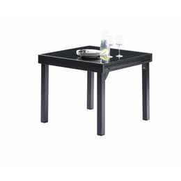 Ausziehbarer Gartentisch aus schwarzem Aluminium 4/8 Plätze