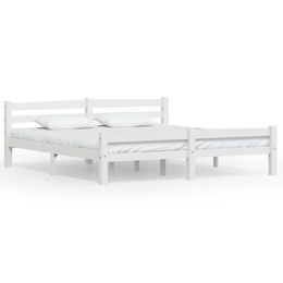 MAISONCHIC Massivholzbett Doppelbett Bett für Schlafzimmer Weiß Kiefer 180x200 cm DE53062
