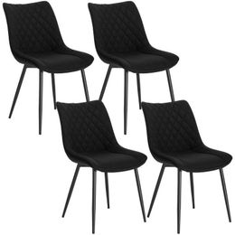 Esszimmerstühle 4er Set Küchenstuhl Polsterstuhl Wohnzimmerstuhl Sessel mit Rückenlehne, Sitzfläche aus Leinen, Metallbeine, Schwarz - schwarz - WOLTU