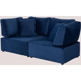 2-teilige modulare Sofa mit 2 Eck-Module aus Samt Kata Blau - Blau - Sklum