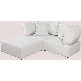 Zweiteiliges modulares Sofa mit zwei Ecksesseln und Hocker Kata Cremebeige - Cremebeige - Sklum