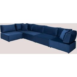 5-teiliges modulares Ecksofa aus Samt Kata Blau - Blau - Sklum