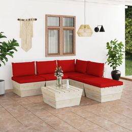 6-tlg. Sitzgruppe Gartenmöbel Set - Sofagarnitur Garten aus Paletten mit Kissen Fichtenholz BV676829 Bonnevie