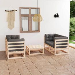 MAISONCHIC - 5-tlg. Garten-Lounge-Set Gartenmöbel-Set Terrassen-Sitzgruppe mit Kissen Kiefer Massivholz ZDEH62751