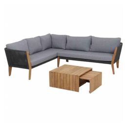 4-tlg Lounge-Sitzgruppe Parma Aluminium/Rope anthrazit/Teak - siena GARDEN
