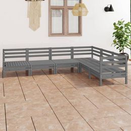 6-tlg. Garten-Lounge-Set,Gartenmöbel-Set Massivholz Kiefer Grau vidaXL