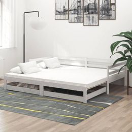 Ausziehbares Tagesbett Bett - Jugendbett Bettgestell 2x(90x200) cm Weiß Massivholz Kiefer BV656994 Bonnevie