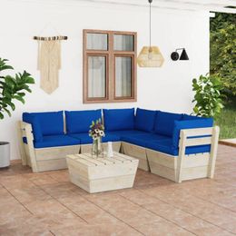 6-tlg. Sitzgruppe Gartenmöbel Set - Sofagarnitur Garten aus Paletten mit Kissen Fichtenholz BV931823 Bonnevie