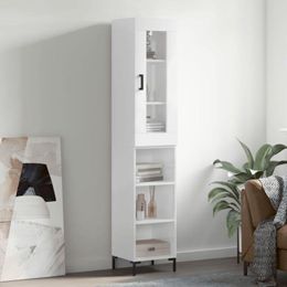 MAISONCHIC - Sideboard Wohnzimmer-Anrichte,Highboard Hochglanz-Weiß 34,5x34x180 cm Holzwerkstoff FSW77676