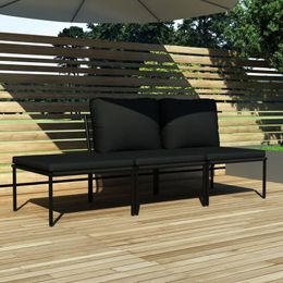MAISONCHIC - 3-tlg. Garten-Lounge-Set Gartenmöbel-Set Terrassen-Sitzgruppe mit Auflagen Schwarz pvc ZDEH25990