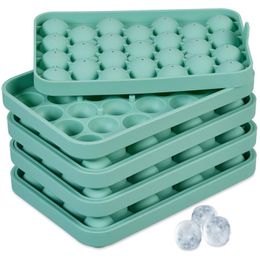 Eiswürfelform rund, 4er Set, wiederverwendbare Silikonform, je 25 Eiskugeln mit ø 2,5 cm, Eisgießform, türkis - Relaxdays