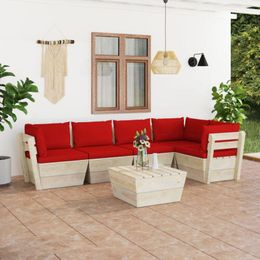 6-tlg. Sitzgruppe Gartenmöbel Set - Sofagarnitur Garten aus Paletten mit Kissen Fichtenholz BV123260 Bonnevie