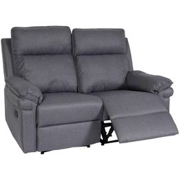 Neuwertig] 2er Kinosessel HHG 144, Relaxsessel Fernsehsessel Sofa, Armlehne Liegefunktion Nosagfederung Stoff/Textil dunkelgrau - grey