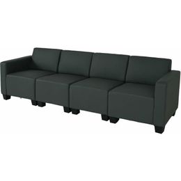 HHG Neuwertig] Modular 4-Sitzer Sofa Couch Moncalieri, Kunstleder dunkelgrau - grey