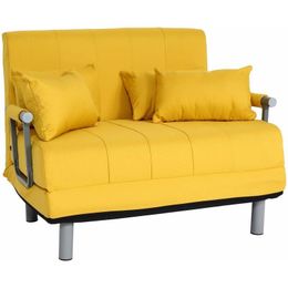Schlafsessel HHG 631, Klappsessel Schlafsofa Gästebett Relaxsessel, Liegefläche 186x97cm Stoff/Textil gelb - yellow