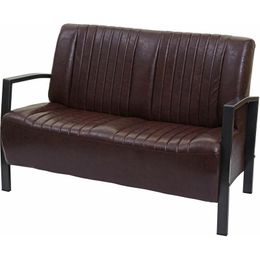 Neuwertig] 2er Sofa HHG 472, Couch Zweisitzer, Metall Kunstleder Industrie-Design vintage braun - brown