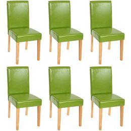 HHG Neuwertig] 6er-Set Esszimmerstuhl Stuhl Küchenstuhl Littau Kunstleder, grün, helle Beine - green