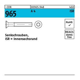 Senkschraube DIN 965 Innensechsrund M 3 x 12 -T10 A 4