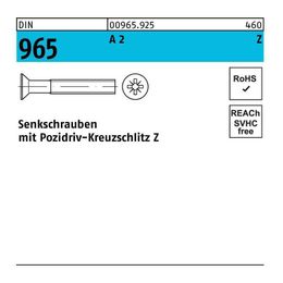 Senkschraube DIN 965 Kreuzschlitz-PZ M 3 x 16 -Z A 2