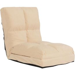 Bodensessel HHG 914, Schlafsessel Klappsessel Funktionssessel, Schlaffunktion faltbar Stahlrahmen Samt beige - beige